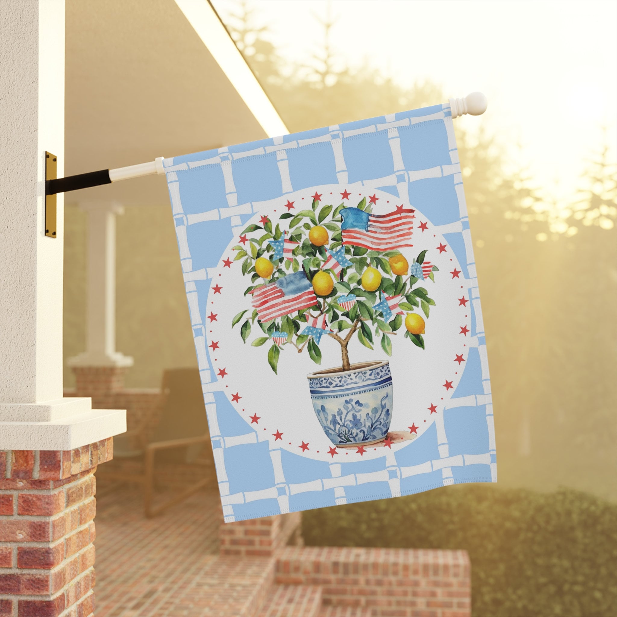American Flag Red White Blue Garden Flag Gift Lemon Tree Independence ...