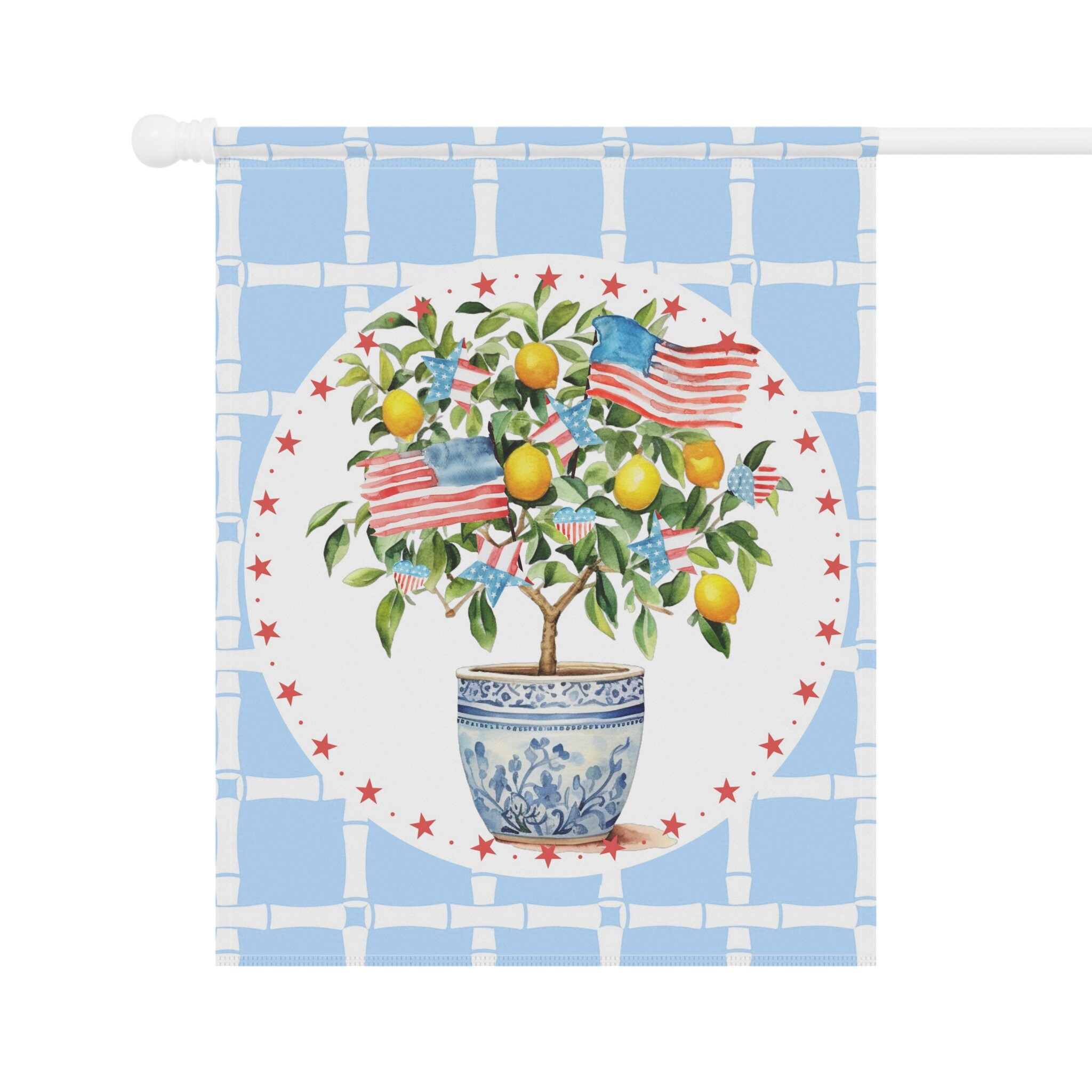 American Flag Red White Blue Garden Flag Gift Lemon Tree Independence ...