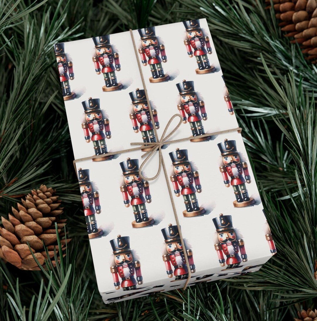 Nutcracker Gift Wrap Paper, Christmas Wrapping Paper Winter Pattern ...