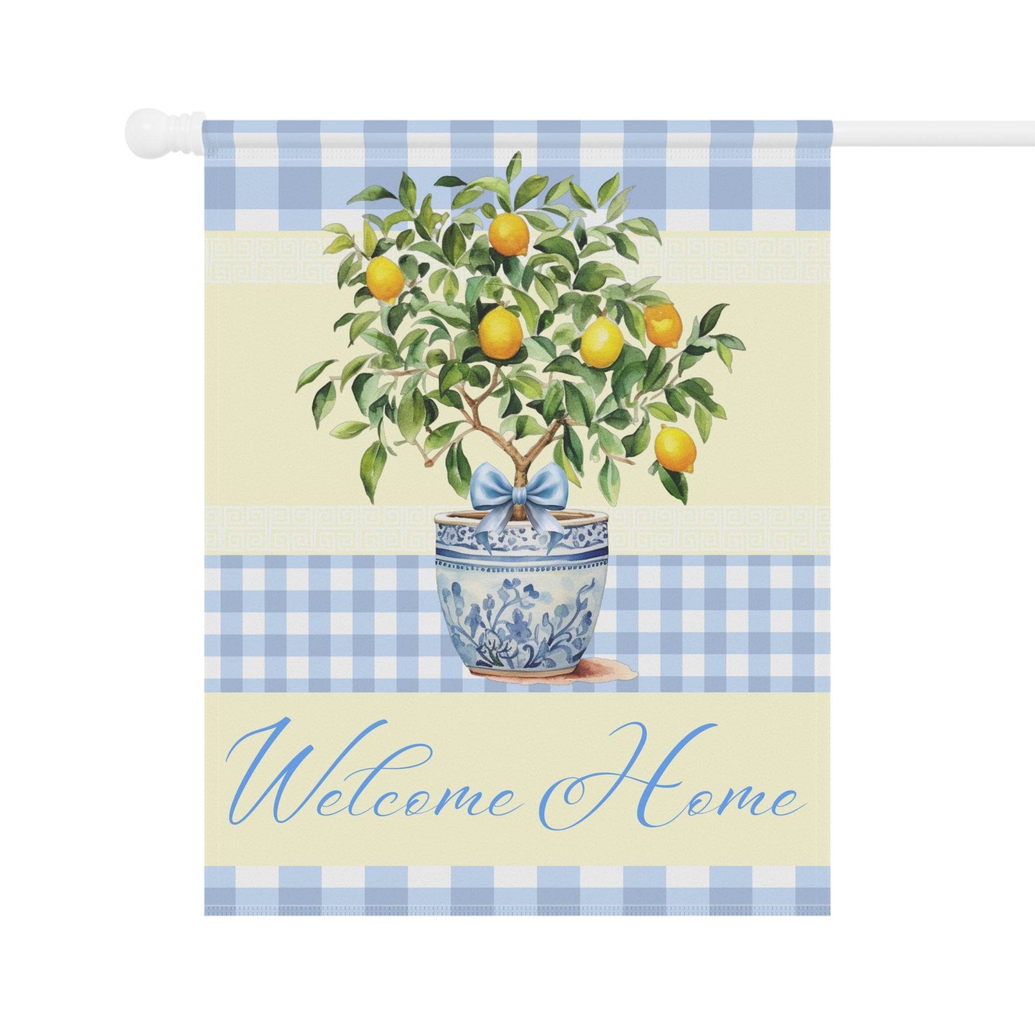 Welcome Home Flag, Lemon Tree Chinoiserie Flag, Lemon Garden Flag ...