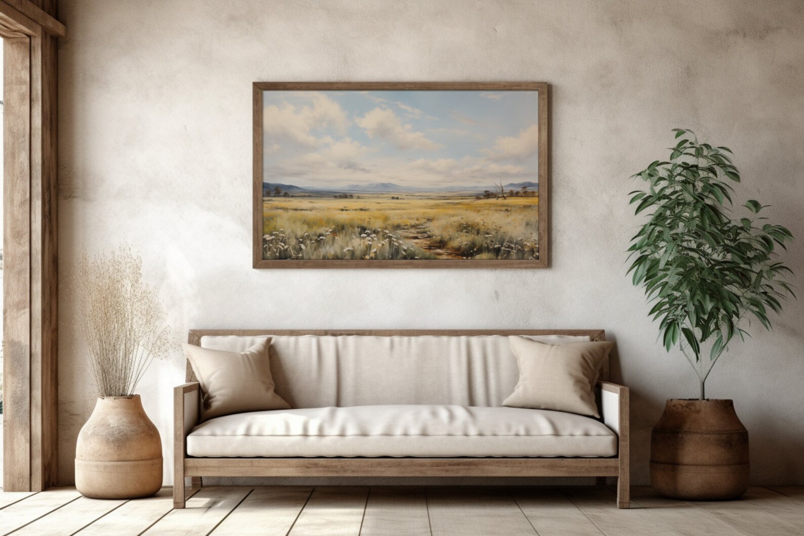 Vintage Australian Outback Oil Painting: Serene Landscape, Vast ...