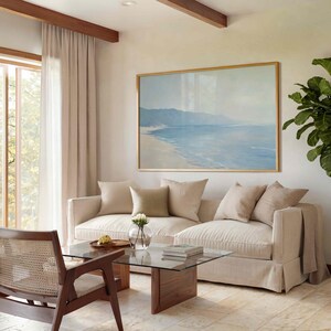 Minimalist Coastal Wall Art Beach and Mountain Landscape Print Tranquil ...
