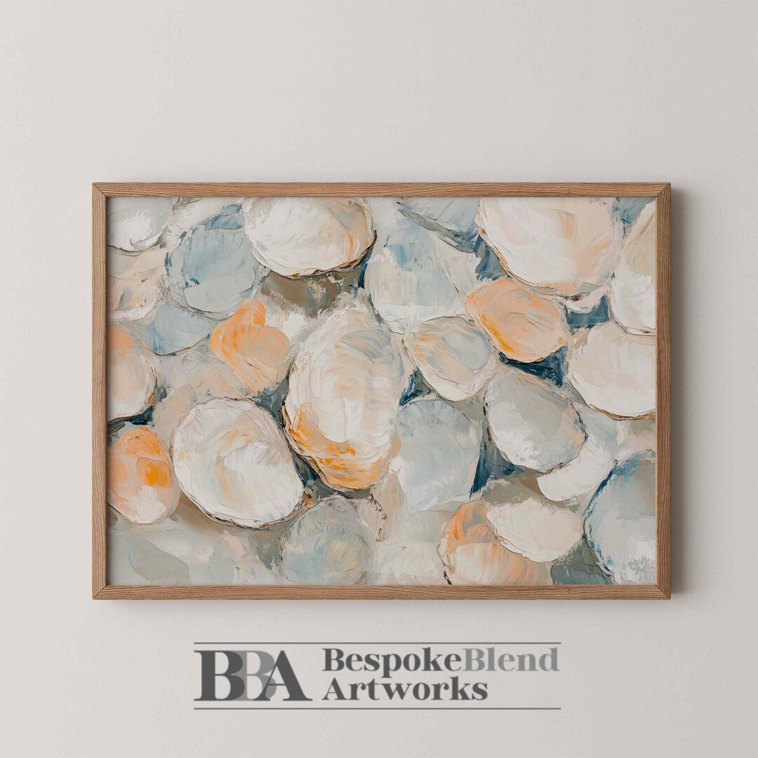 Oyster Shell Wall Art Printable – Coastal Texture Painting Download for ...