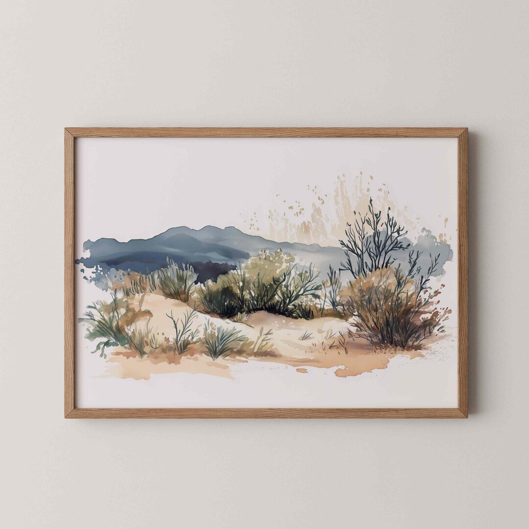Desert Printable Painting, Watercolor Landscape Wall Art, Vintage ...