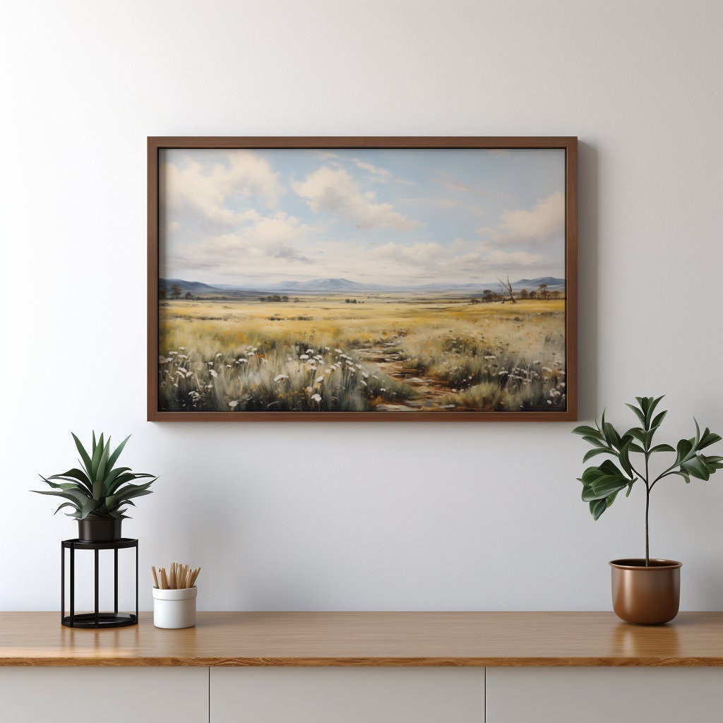 Vintage Australian Outback Oil Painting: Serene Landscape, Vast ...
