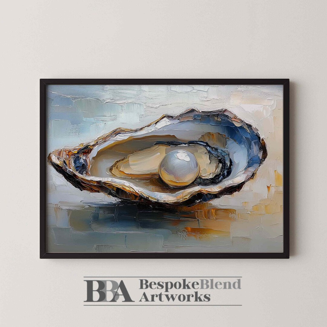 Pearl Shell Wall Art Printable – Digital Coastal Painting Download for ...