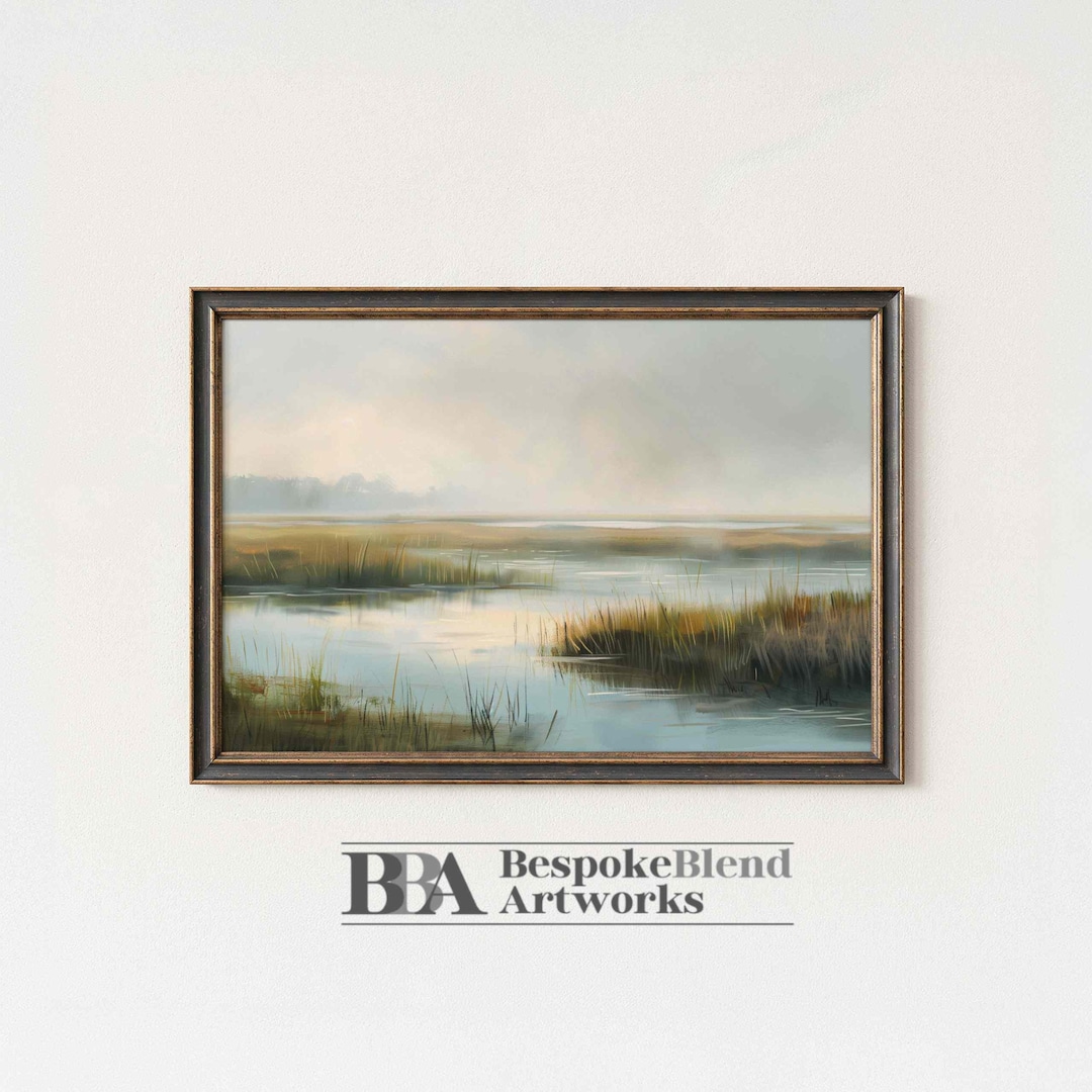 Coastal Marsh Wall Art Printable – Serene Wetland Water Landscape With ...