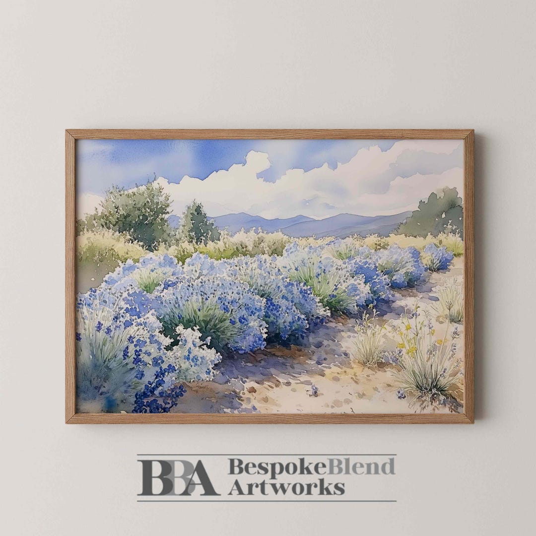Abstract Lavender Field Printable Wall Art Blue Wildflower Meadow ...