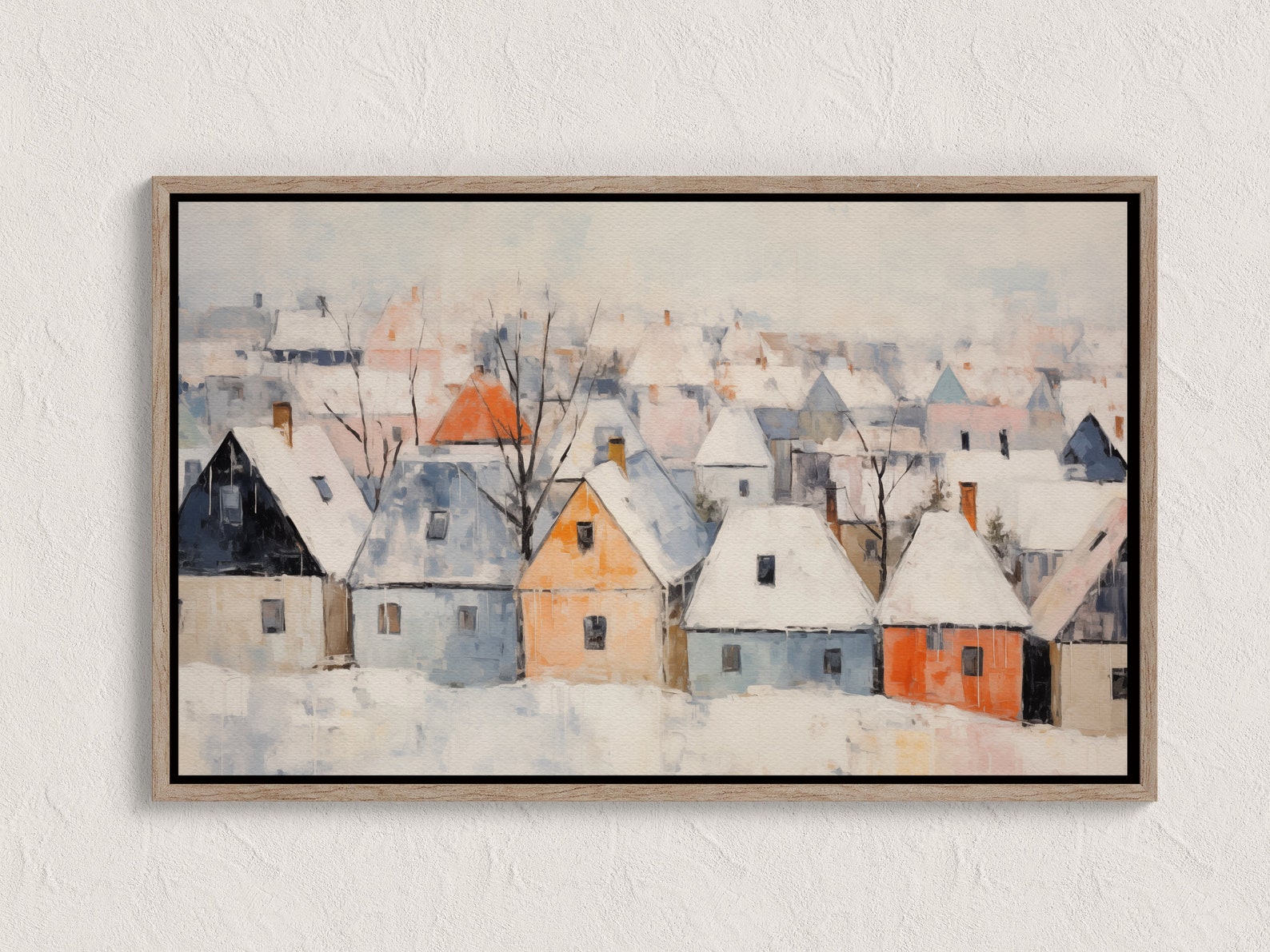 Vintage Winter Village Painting, Winter Scenes, Printable Winter ...