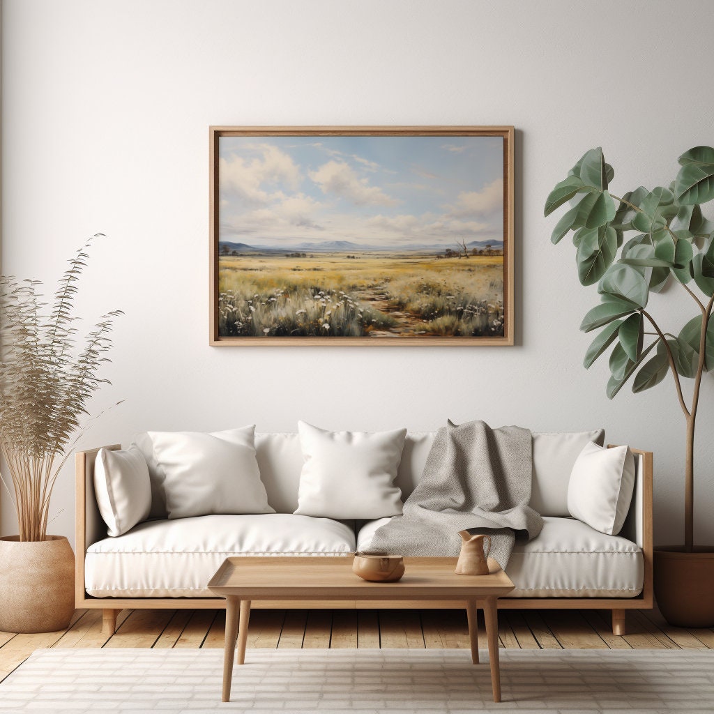 Vintage Australian Outback Oil Painting: Serene Landscape, Vast ...
