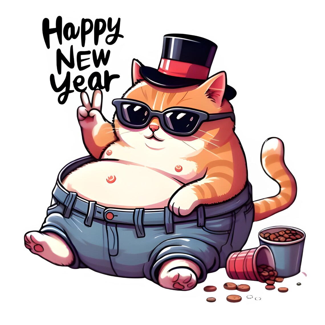 2025 Cat Design, New Year Cat Design, Happy New Years Cat, 2025 Cat ...
