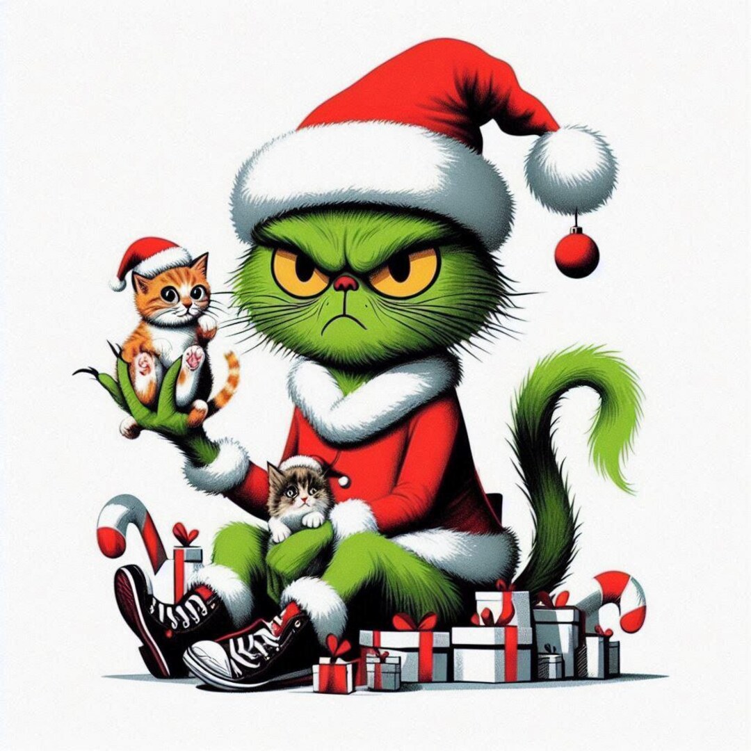 Cat Grinch Png, Cute Christmas Cat Png, Funny Christmas Cat Design ...