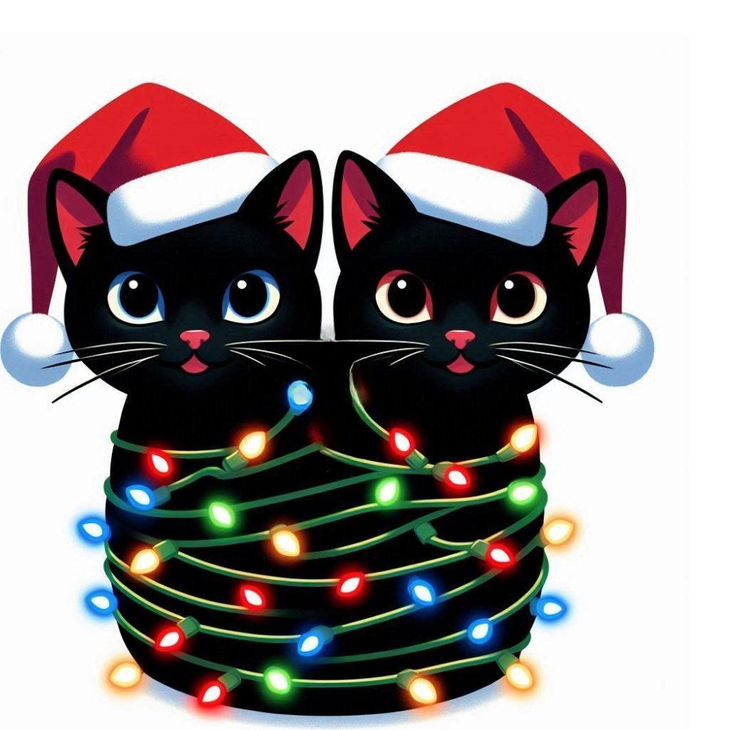 Cute Cat Christmas Lights Png, Funny Christmas Cat Design, Funny ...