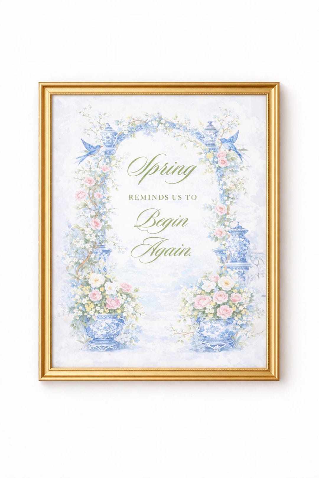 Spring Reminds Us to Begin Again Watercolor Art Print - Chinoiserie ...