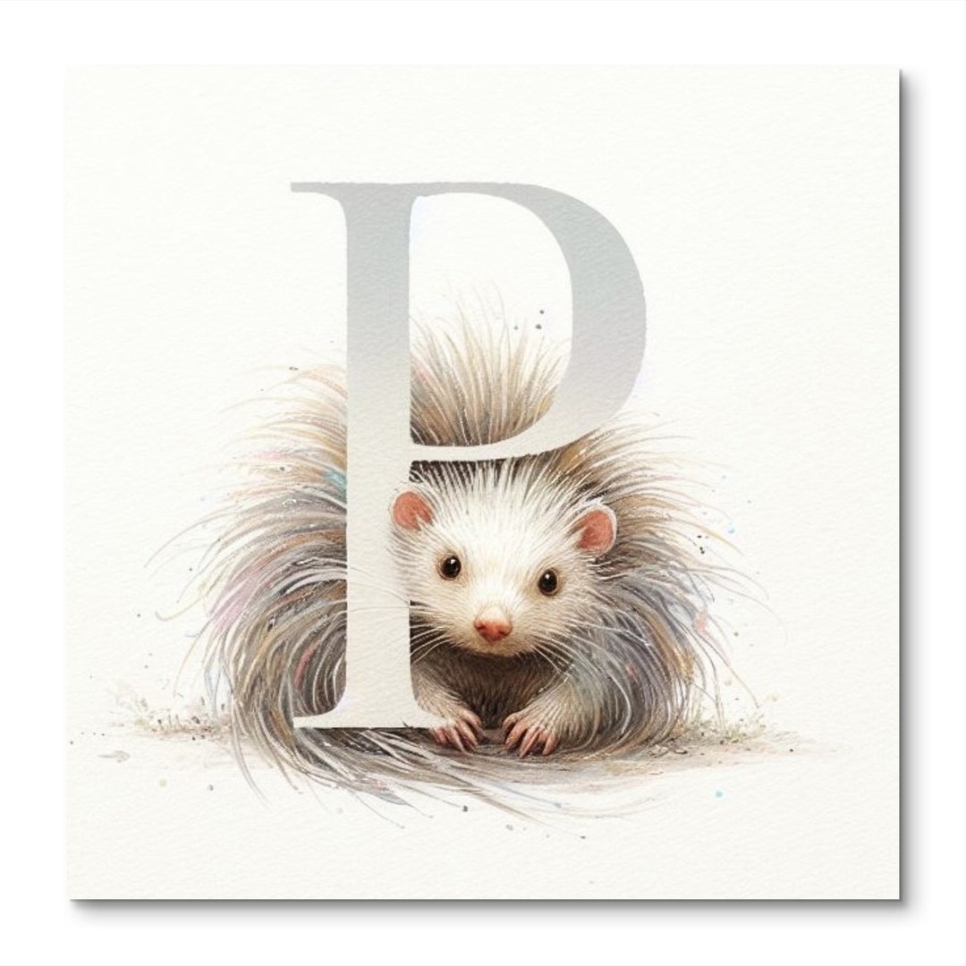 P is for Porcupine Animal Letter Art Print Farmhouse Forest Style ...