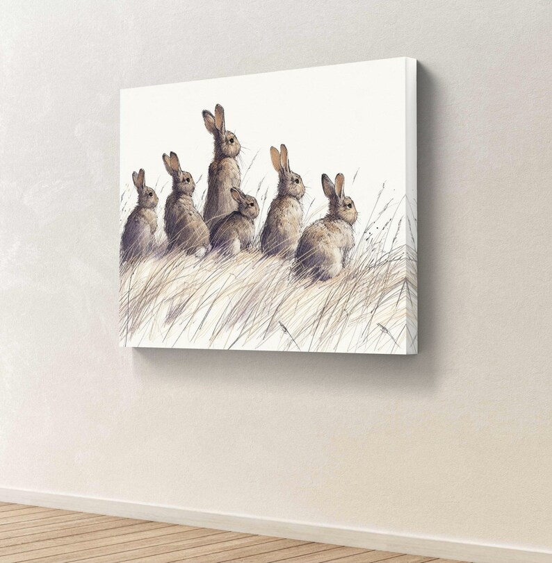 Bunny Rabbits Art Print Nursery Wall Decor Cottage Style Home Decor ...
