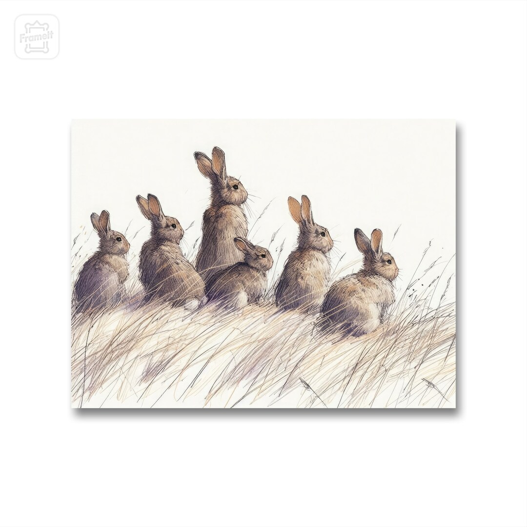 Bunny Rabbits Art Print Nursery Wall Decor Cottage Style Home Decor ...