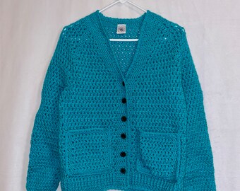 Color Block Crochet Cardigan - Etsy