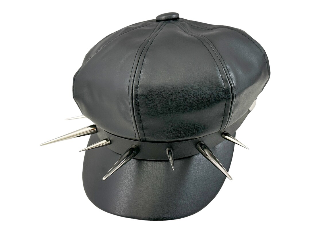 3 Spike Newsboy Caps for Women, Vegan Leather Punk Goth Rave ...