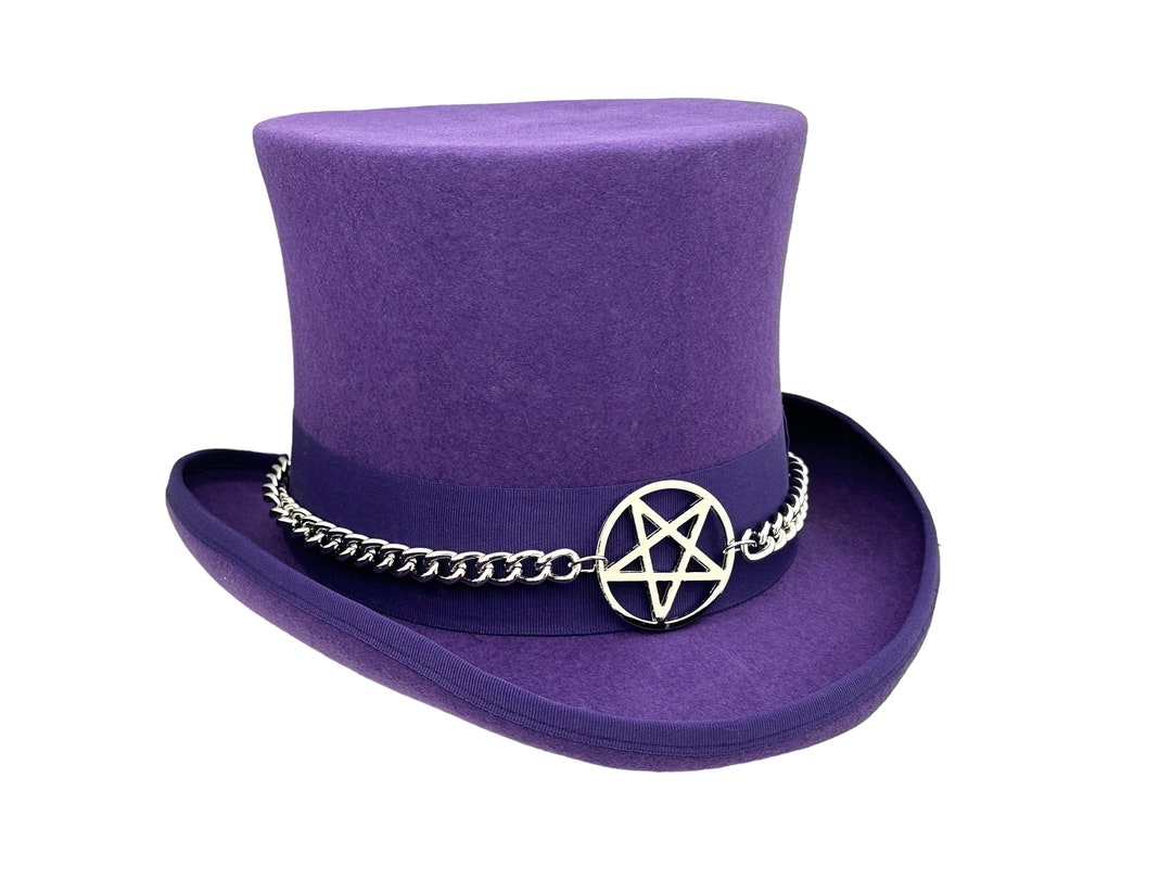 Purple Tophat With Removable Pentagram Hat Band Rocker Hat Victorian ...