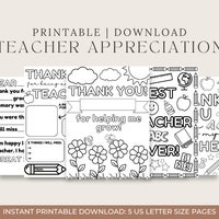 Teacher Appreciation Printable Coloring Pages | Downloadable Thank You ...