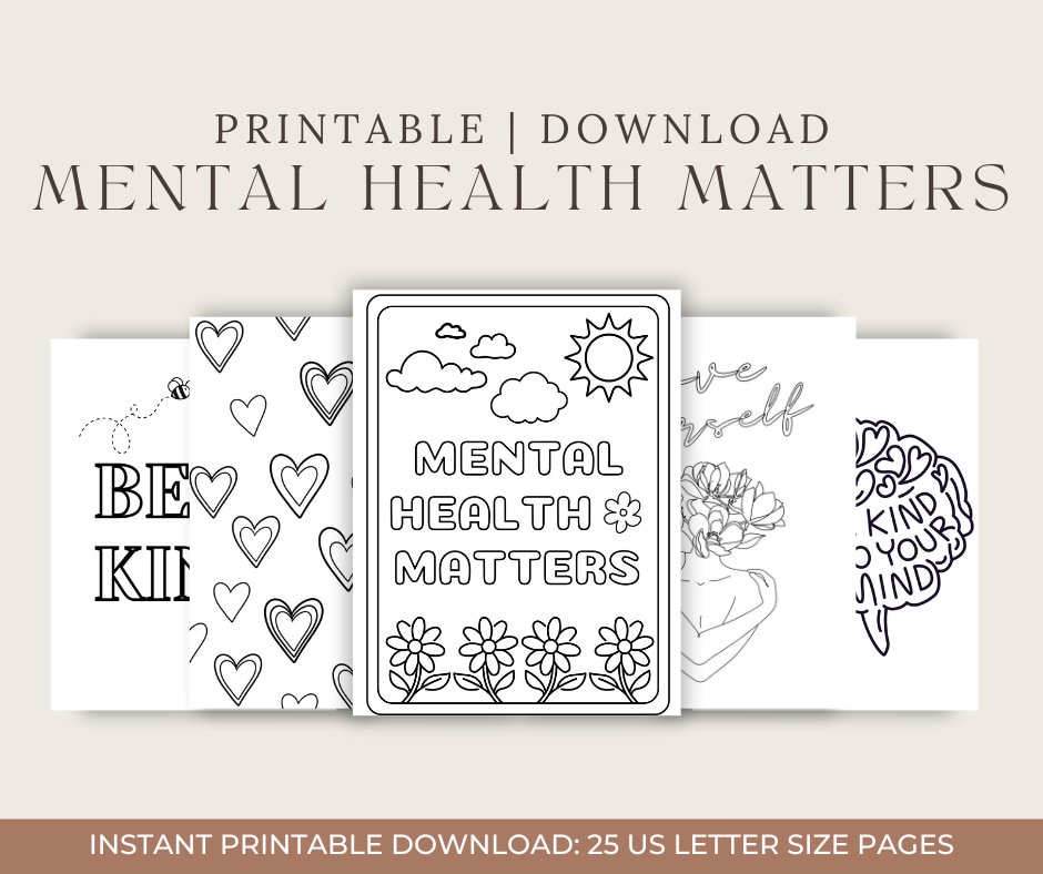 Mental Health Printable Coloring Pages | Downloadable Stress Relief ...