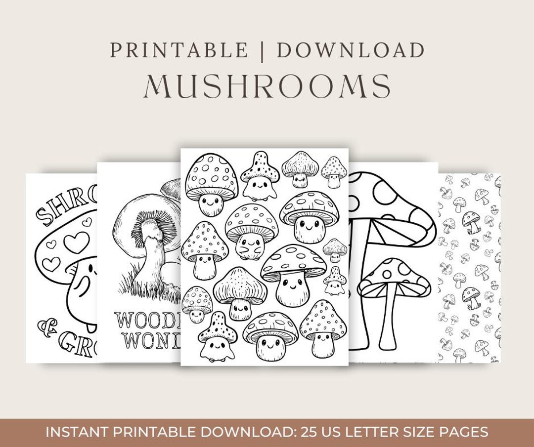 Mushrooms Adult Coloring Sheets | Printable Fungi-themed Pages ...