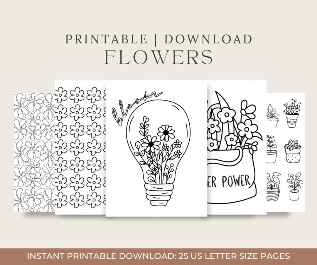 Flowers Printable Coloring Sheets | Downloadable Floral Patterns ...