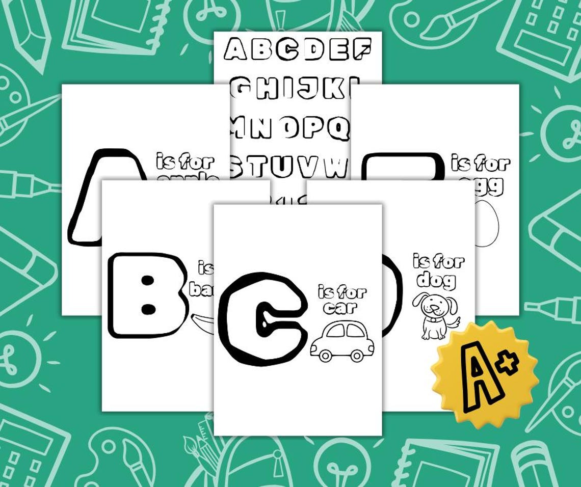 Alphabet & Numbers Printable Coloring Pages | Digital Download for ...