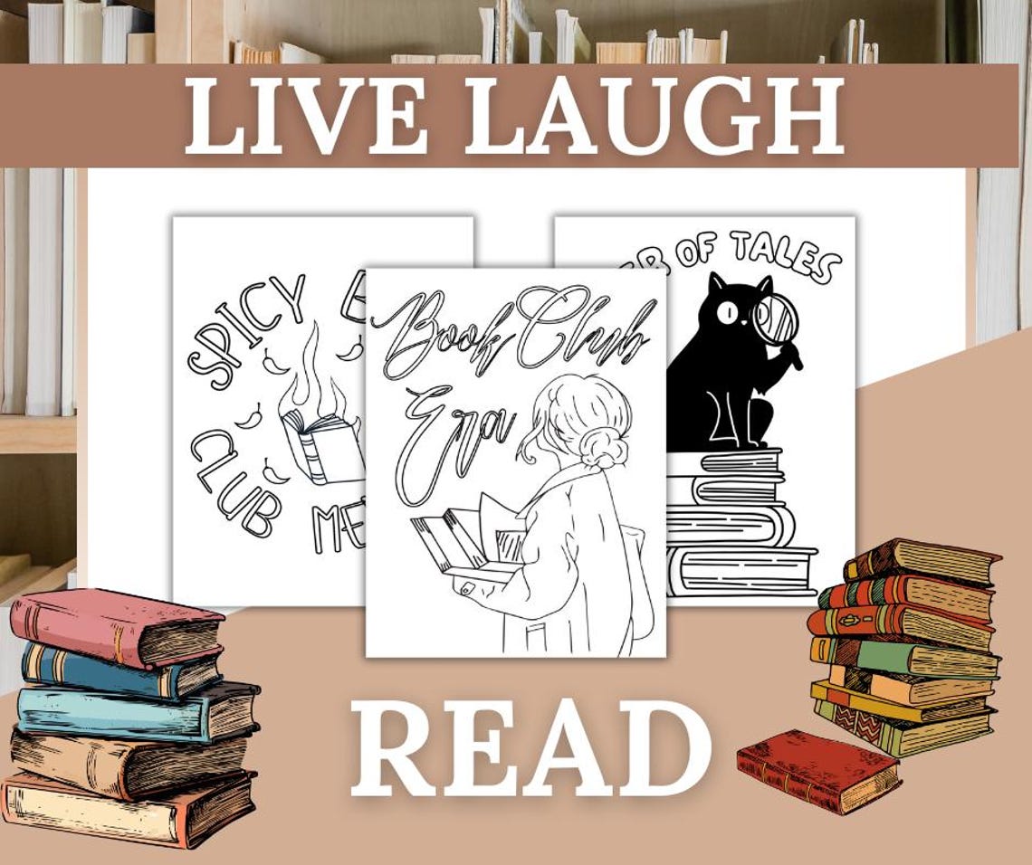 Book Lover Coloring Pages: 50 Printable Sheets (PDF Download) - Etsy