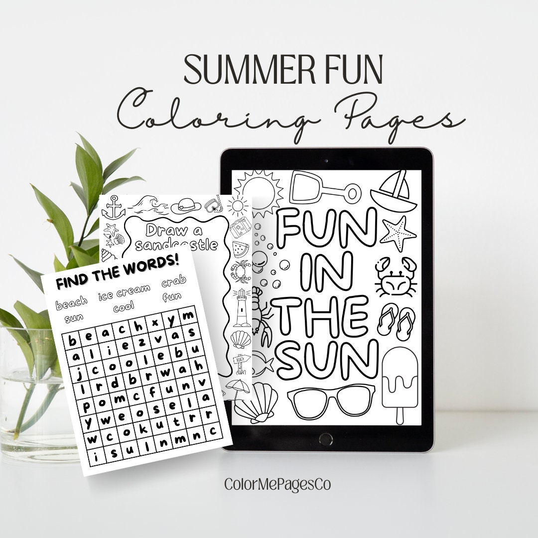 Printable and Downloadable Summer Fun Coloring Pages for Children and ...