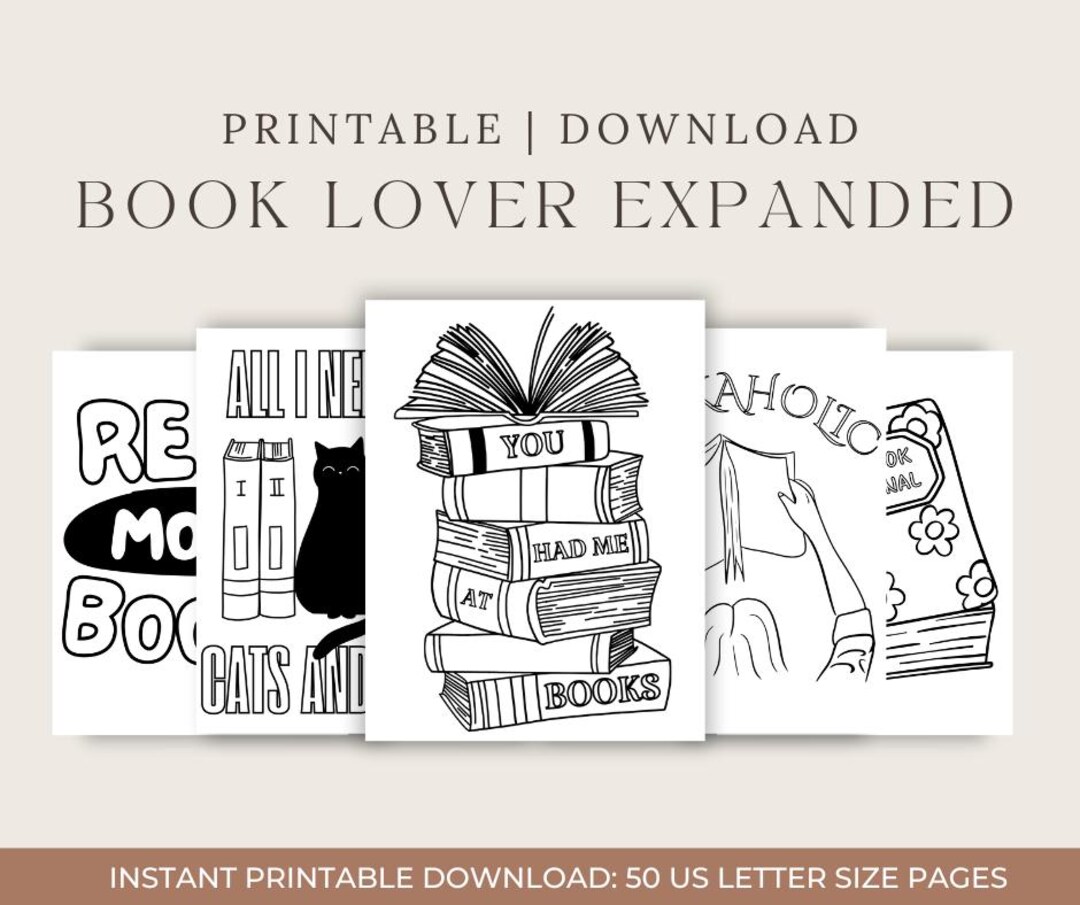 Book Lover Coloring Pages: 50 Printable Sheets (PDF Download) - Etsy