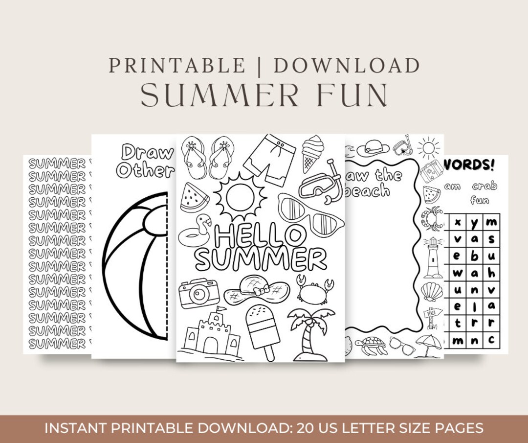 Printable and Downloadable Summer Fun Coloring Pages for Children and ...