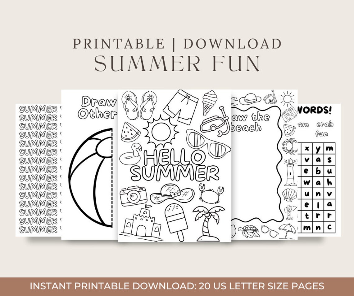 Printable and Downloadable Summer Fun Coloring Pages for Children and ...