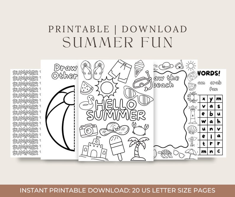 Printable and Downloadable Summer Fun Coloring Pages for Children and ...