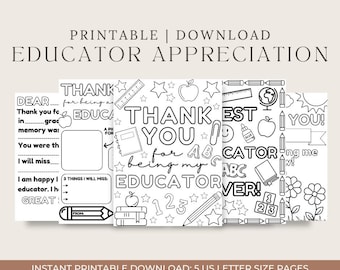 Teacher Appreciation Printable Coloring Pages | Downloadable Thank You ...