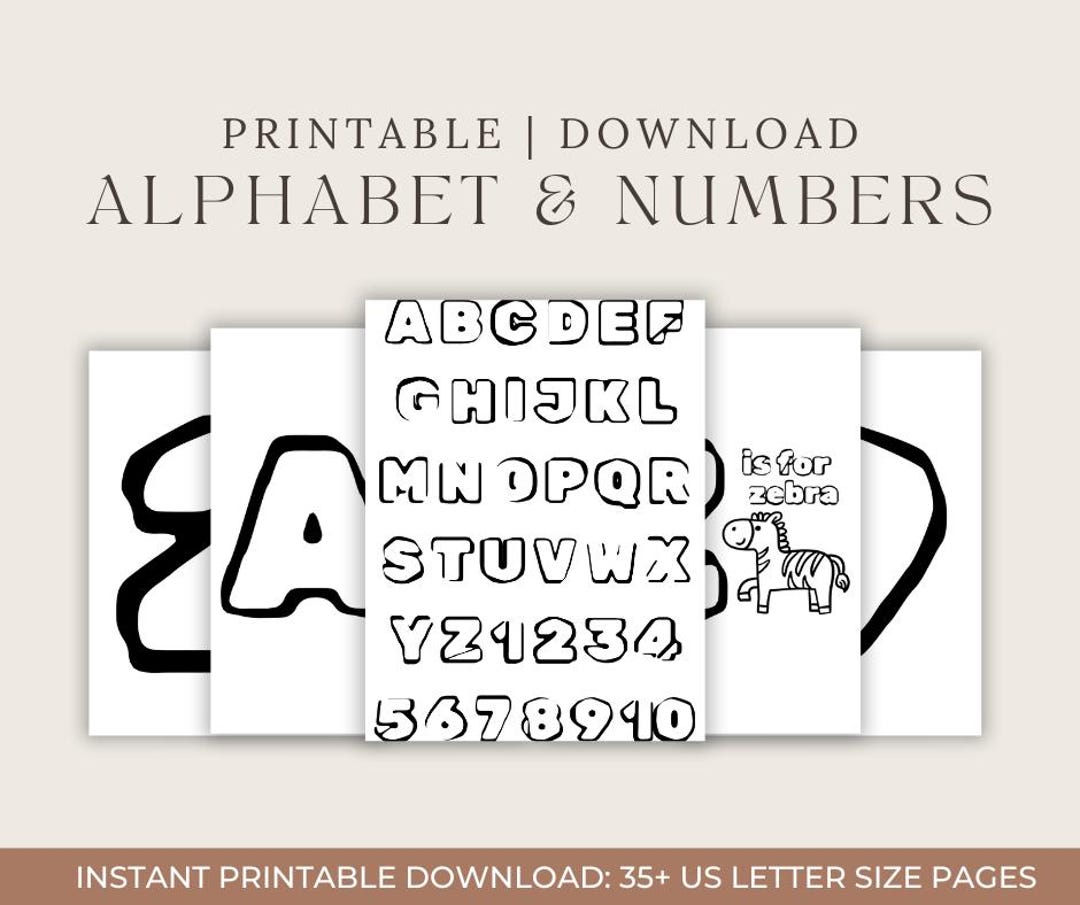 Alphabet & Numbers Printable Coloring Pages | Digital Download for ...