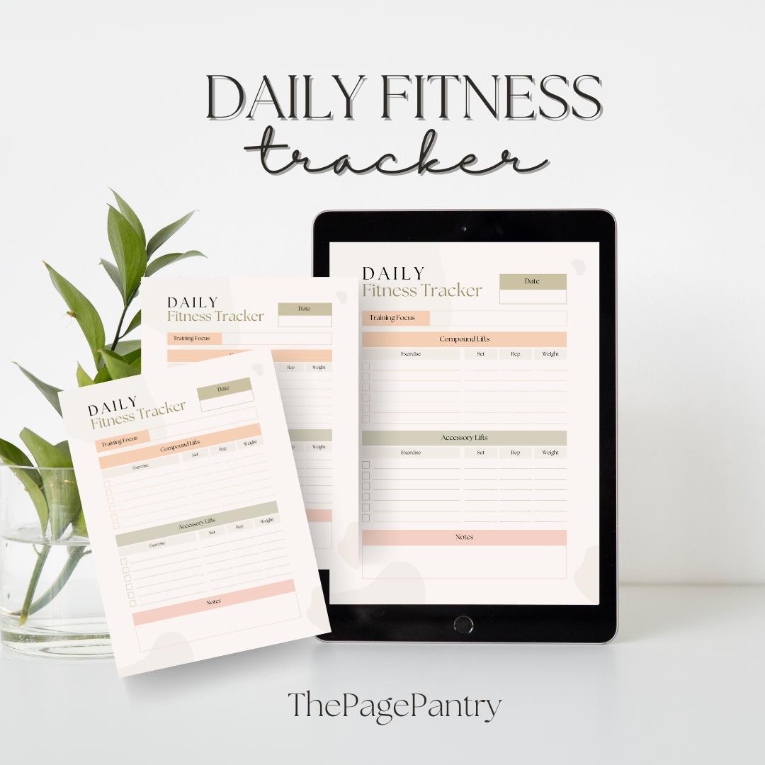 Daily Fitness Tracker | Printable Digital Workout Log | Downloadable ...