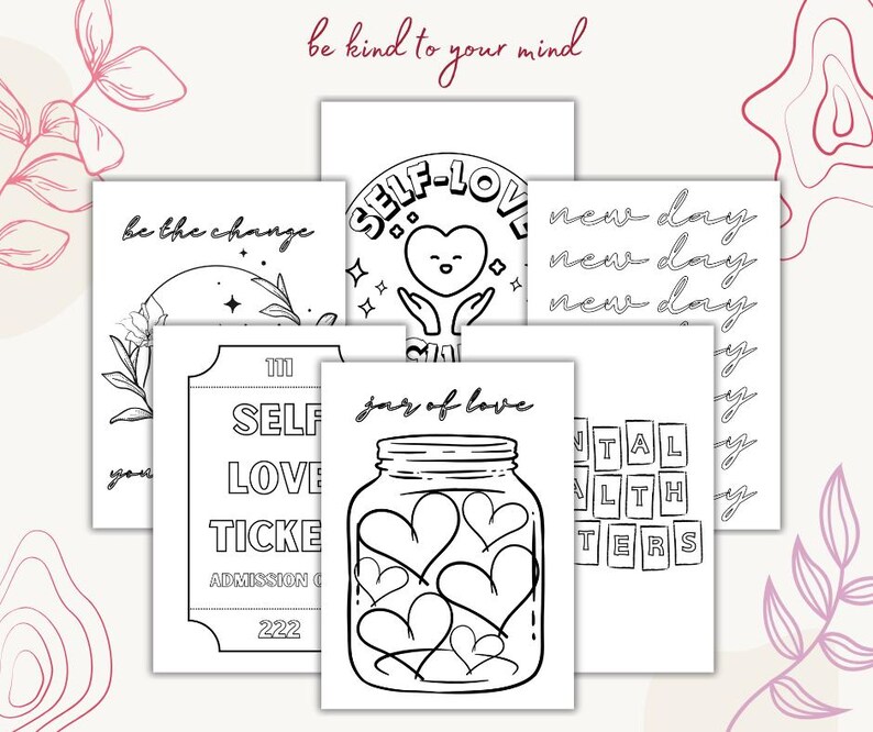 Mental Health Printable Coloring Pages | Downloadable Stress Relief ...