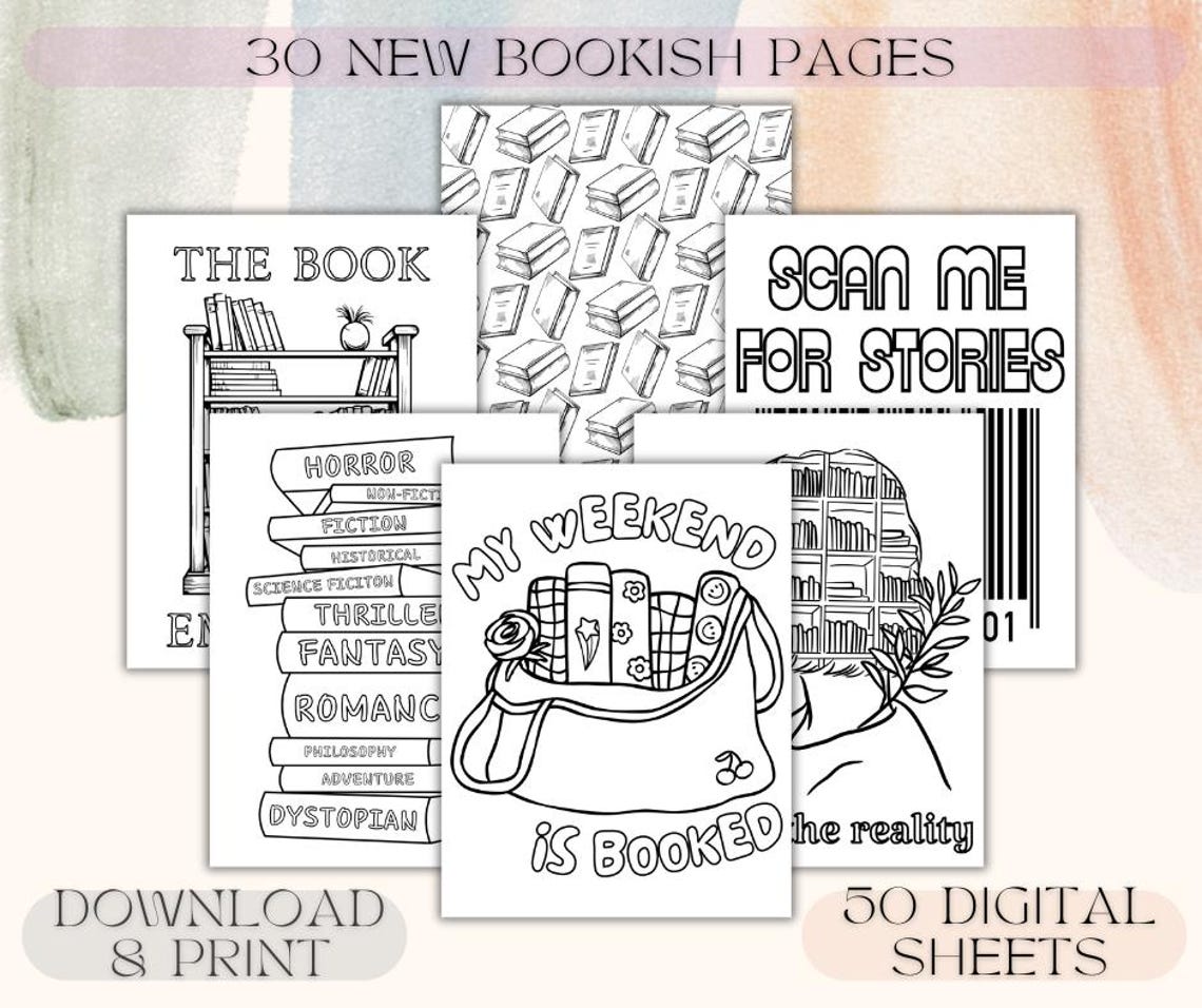 Book Lover Coloring Pages: 50 Printable Sheets (PDF Download) - Etsy
