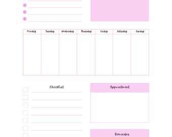 Pink Weekly Planner - Etsy