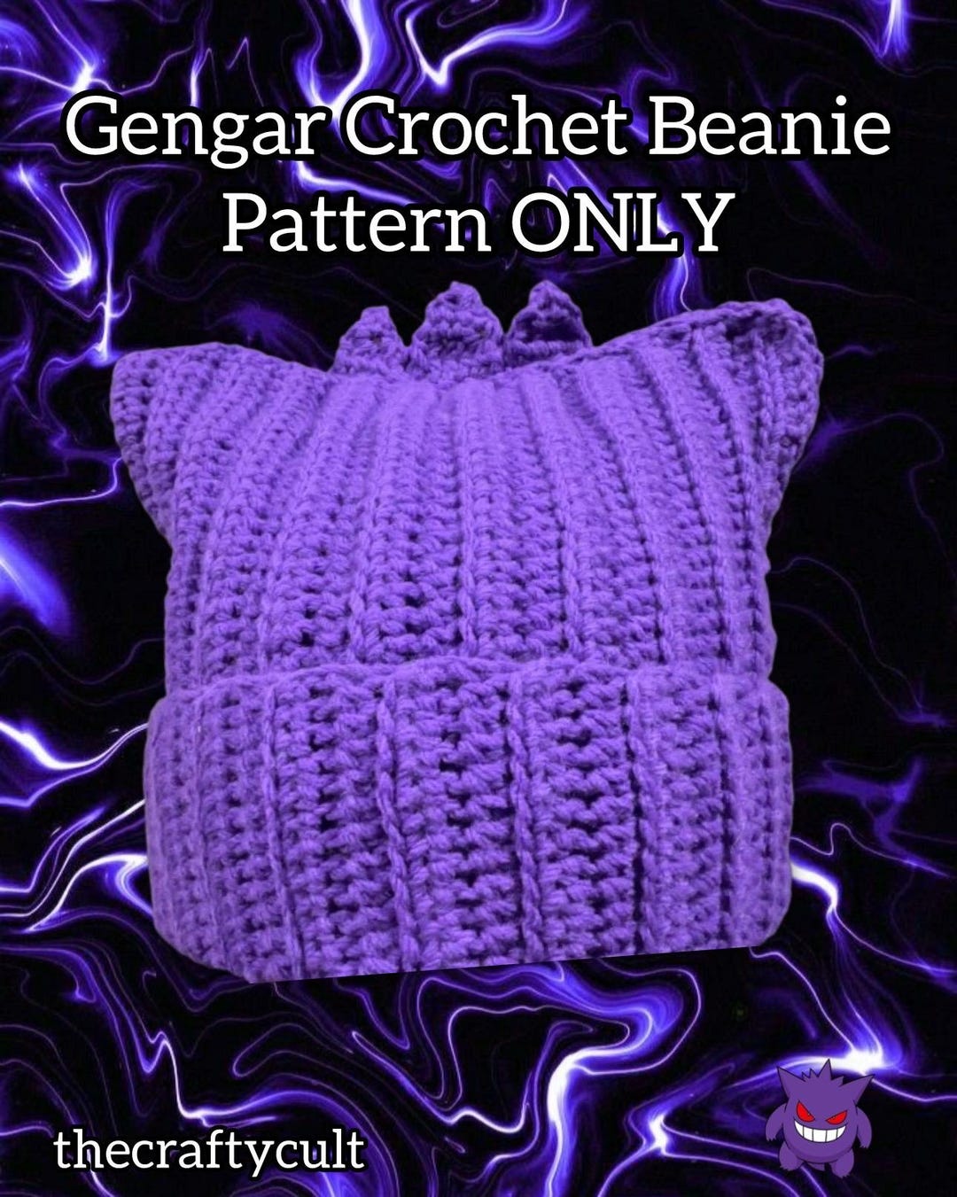 Gengar Beanie | Hat | Adult Size Crochet Pattern ONLY - Etsy