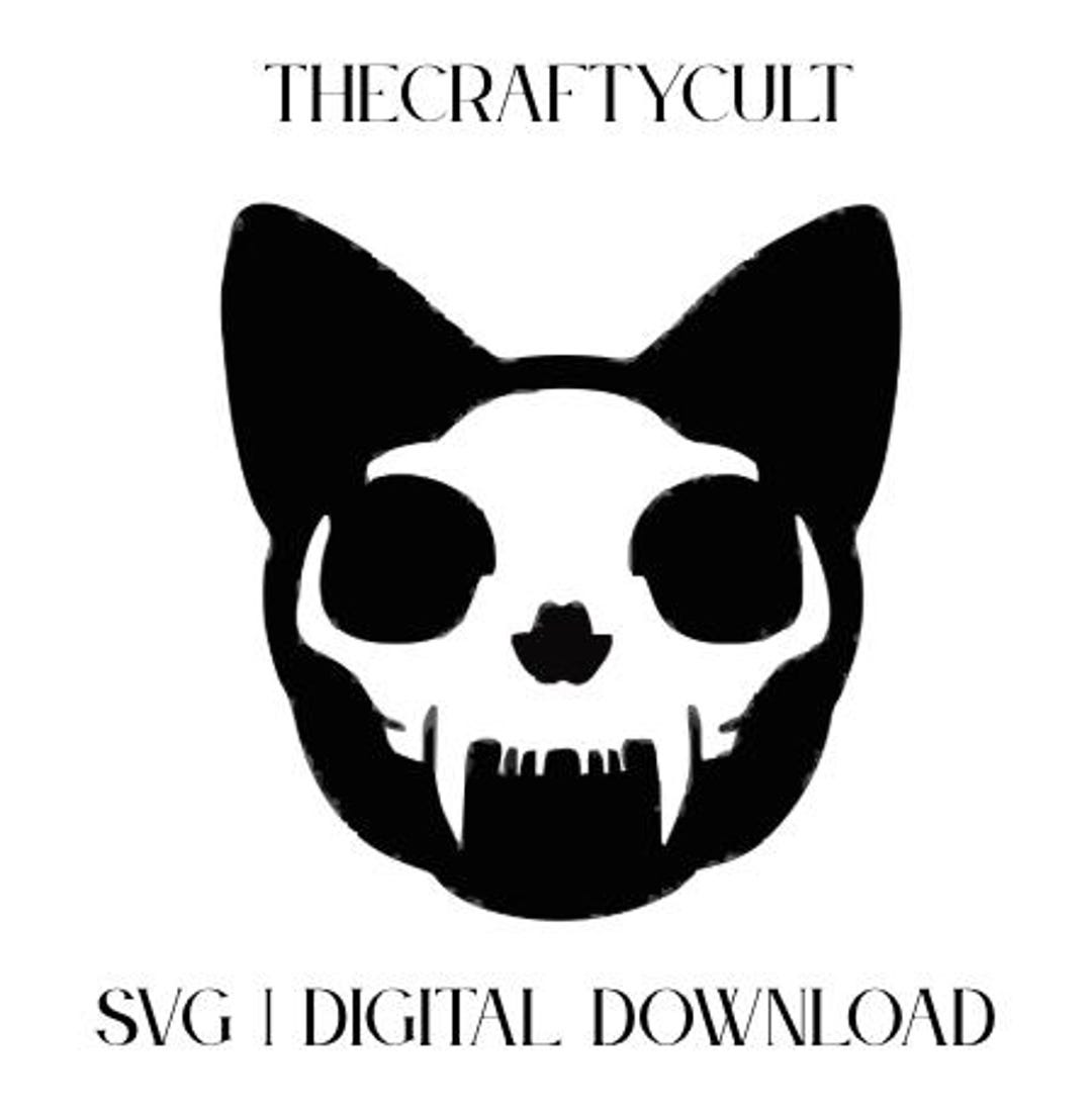 Cat Skull SVG: Spooky Halloween Digital Download - Etsy