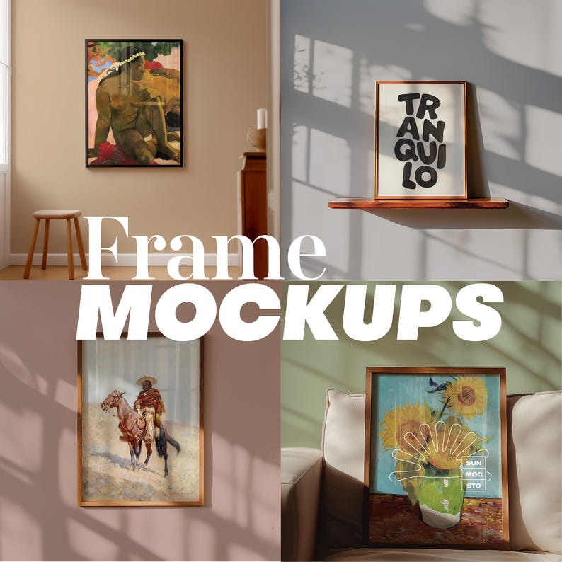 Vertical Frame Mockup Bundle: Customizable Wall Color, Modern ...