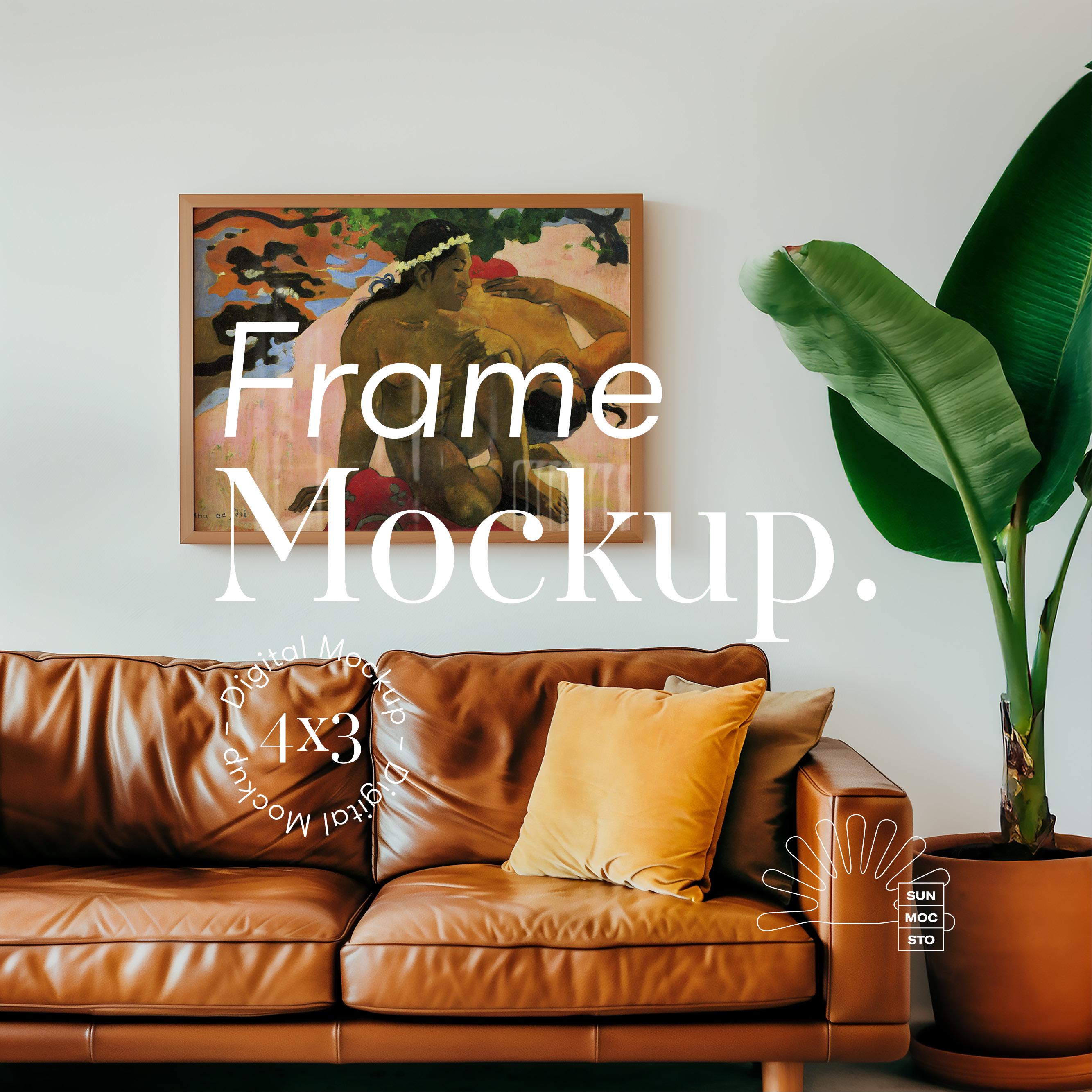 Mid-century Modern Frame Mockup: Horizontal 4x3 Ratio, Brown Leather ...