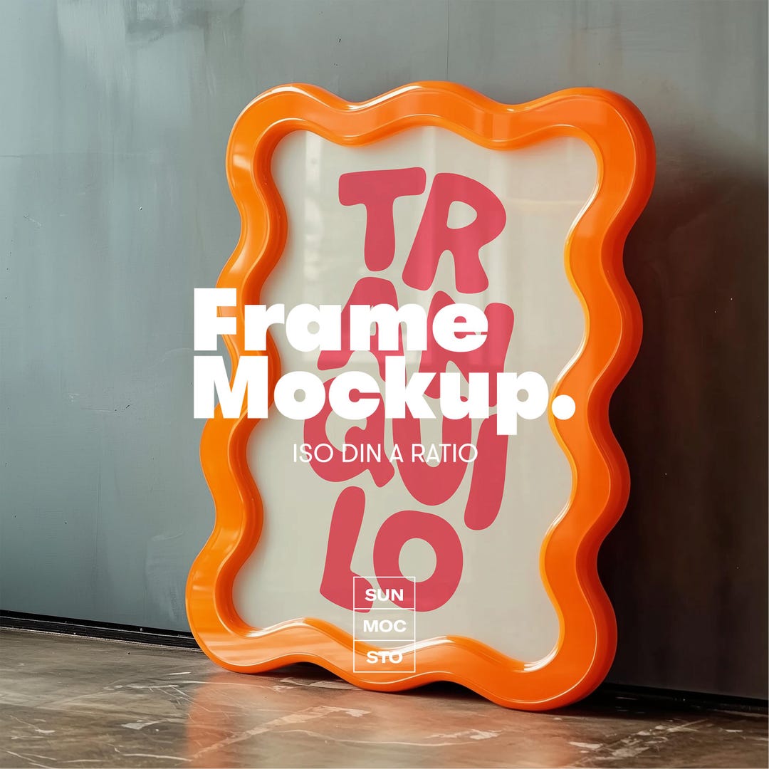 Maquette de cadre orange ondulé : affichage des oeuvres d'art (rapport ...
