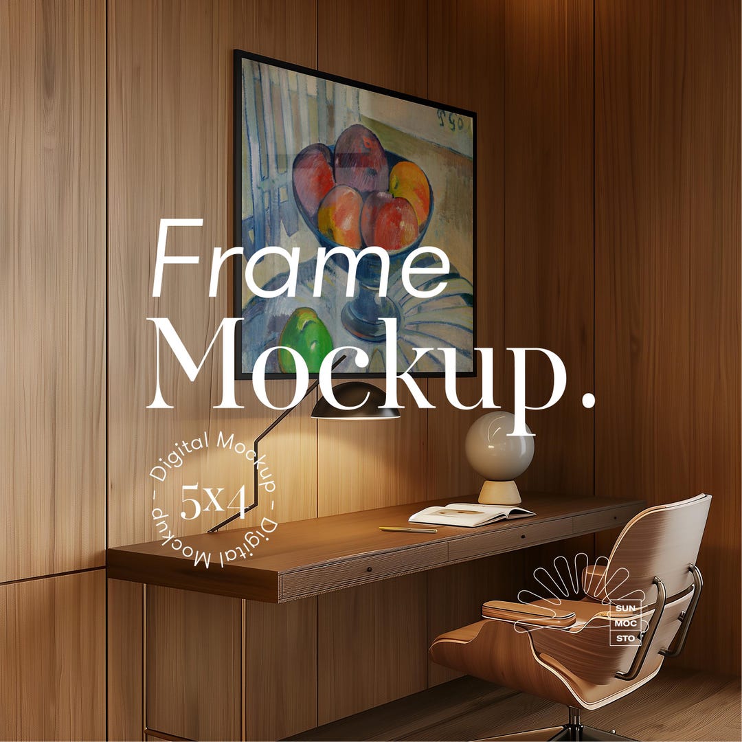 Mid-century Modern Office Frame Mockup: Horizontal 5x4 Art Print (PSD ...