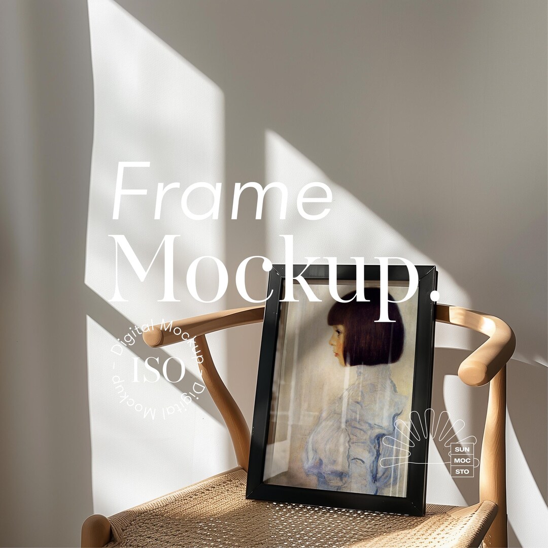 Black Frame Mockup: DIN A, Frame on Chair, Minimalist Room Scene (PSD ...