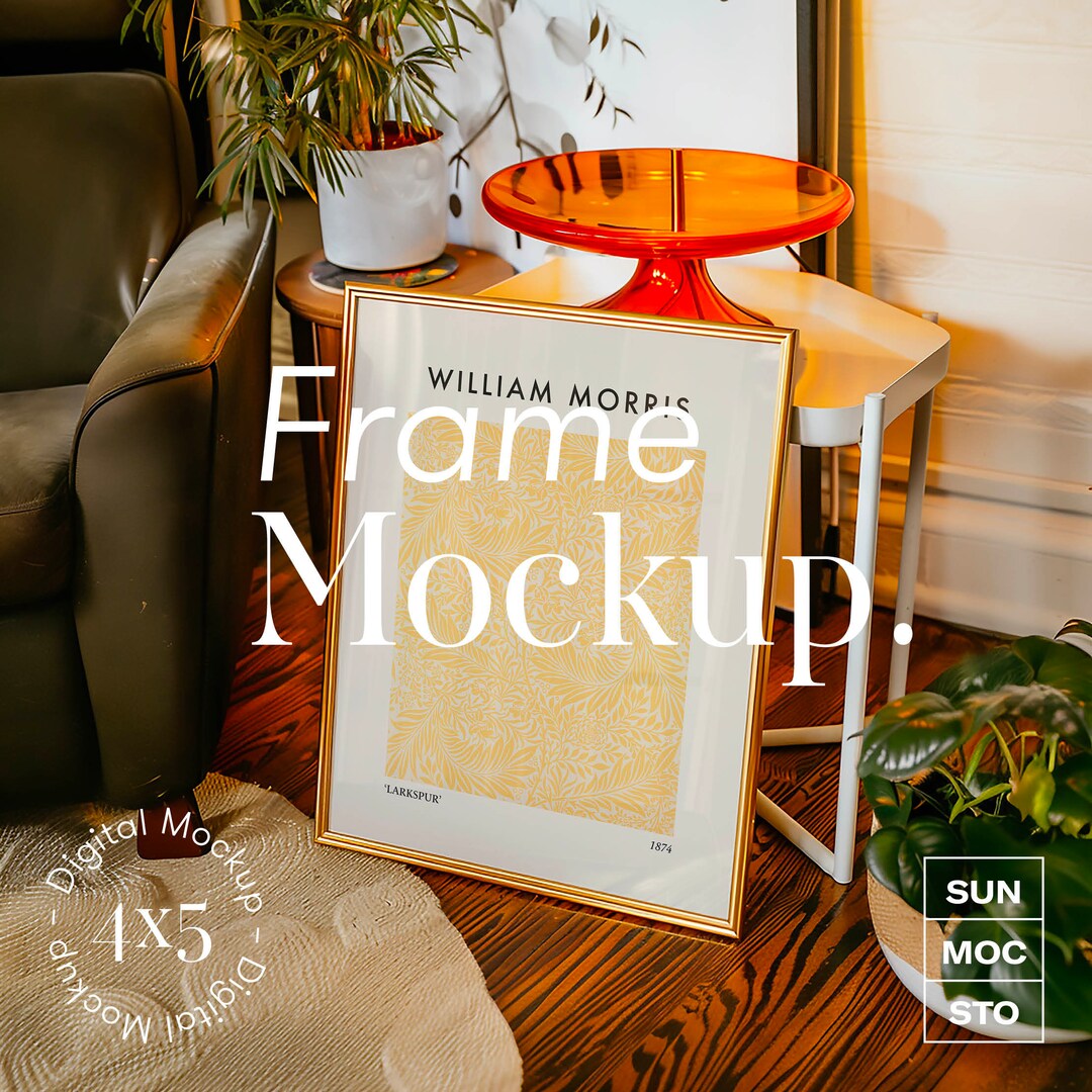 Gold Edged Poster Frame Mockup for Photoshop, 4x5 Frame Ratio, Retro ...