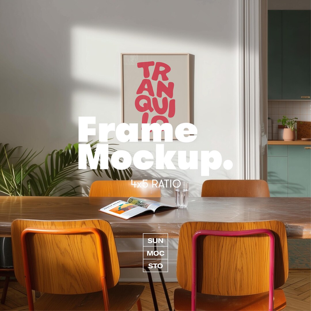 Dining Room Frame Mockup: 4x5 Ratio, Eclectic Mid-century Modern ...